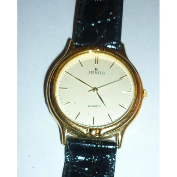 Accessories | Vtg Jemis Watch Gold Tone Leather Faux Crocodile Band ...